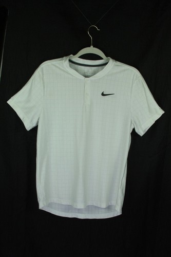 Nike Polo Shirt Dri-Fit Short Sleeve White Grid Pattern Mens Size M ...