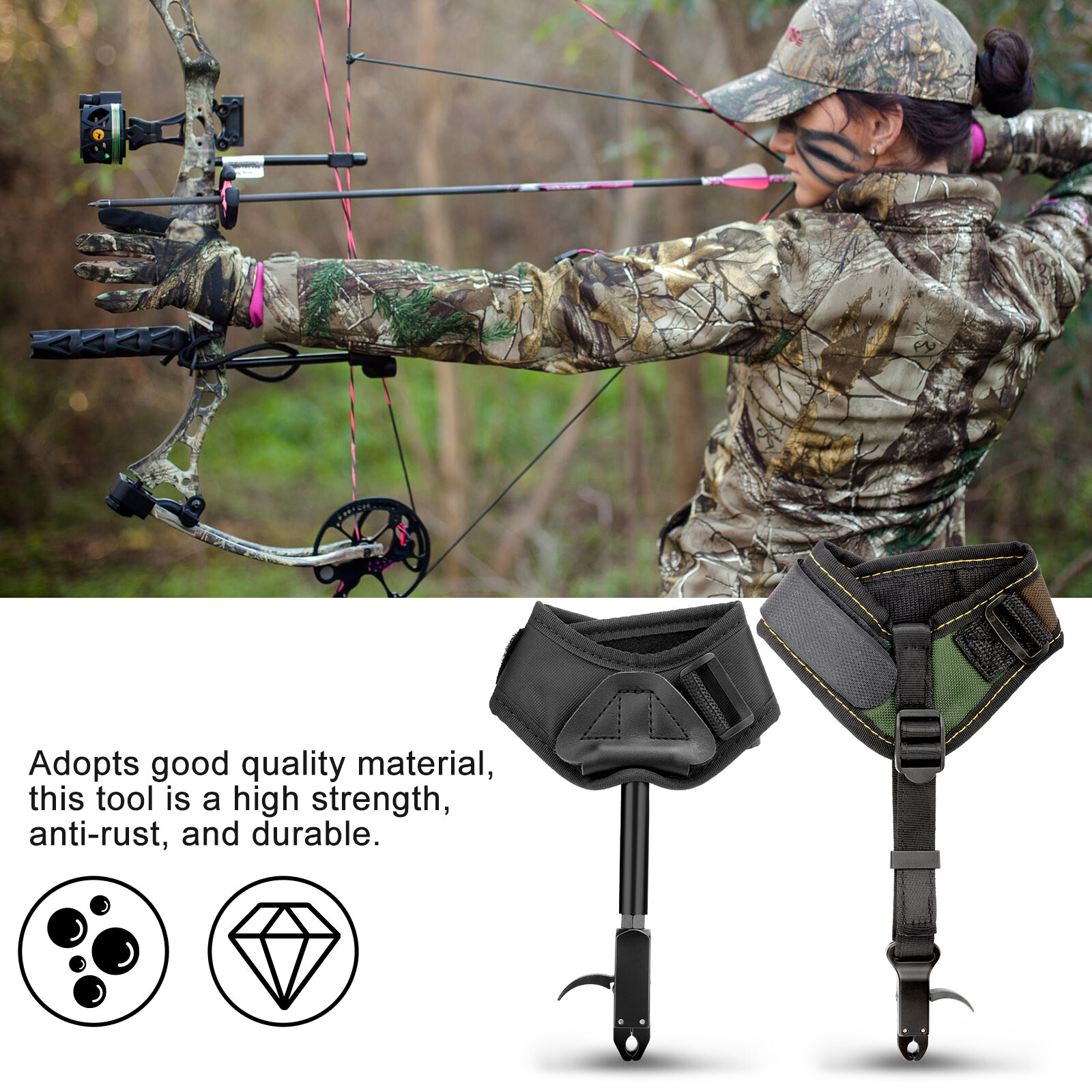 Archery Caliper Release Aid Trigger Wrist Strap Compound Bow Hunting ...