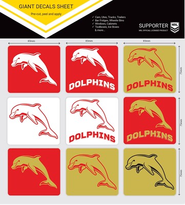 NRL Dolphins Set of 9 Team Logo CAR STICKERS / DECALS SHEET | eBay ...