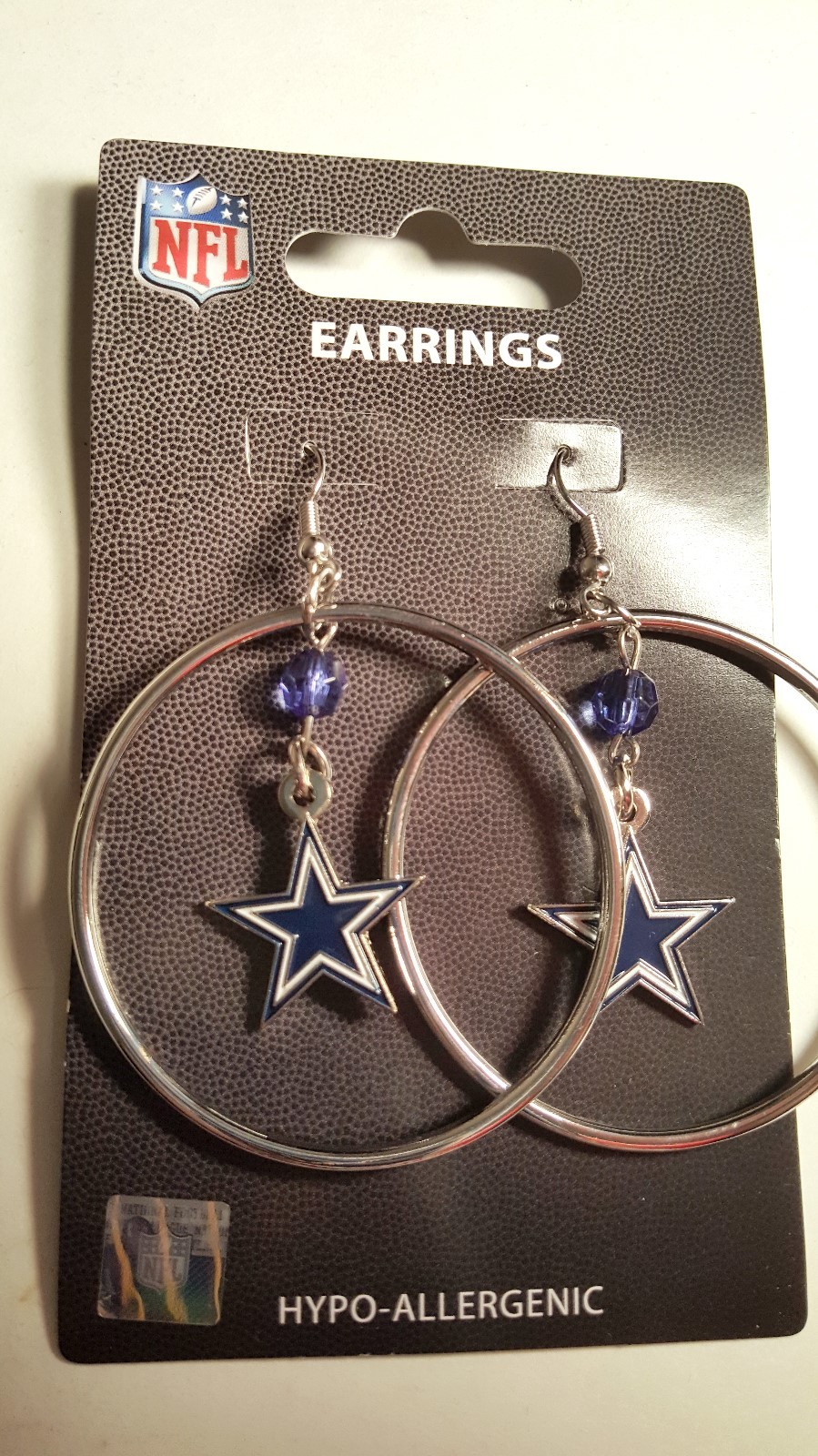 NFL EARRINGS TEAM 2" HOOP COLOR BEAD DANGLE STYLE WITH HOOP YOU CHOOSE ...