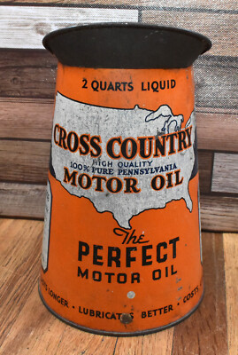 Vintage Sears Roebuck Cross Country Motor Oil 2 Qt Litho Advertising ...