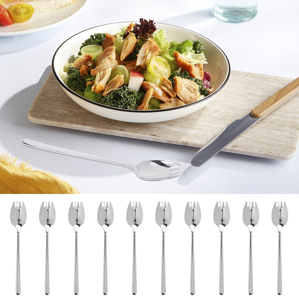 10Pcs Stainless Steel Sporks Reusable Spork Salad Fork Dishwasher Safe ...