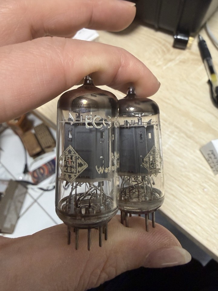 Pair Telefunken ECC83 12AX7 Ribbed Plates Diamond W Germany Tested On ...