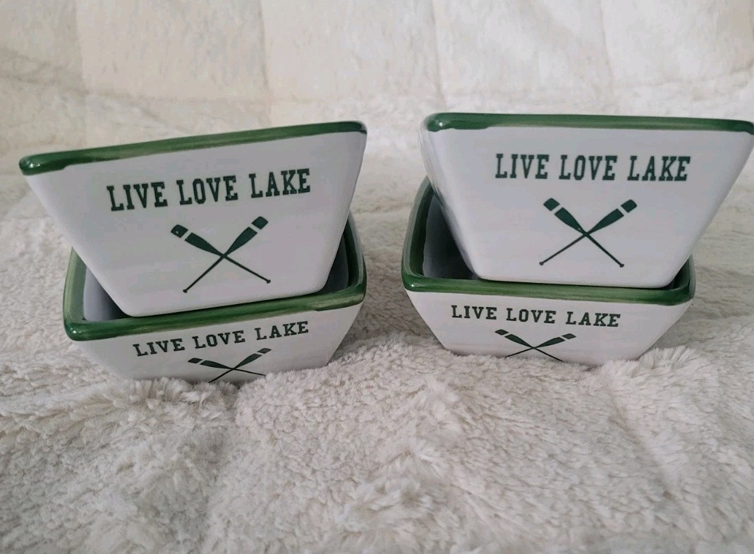 Coastal Living Pyrex Seascapes Row Boat Serving Dishes Dip Bowls Set of ...
