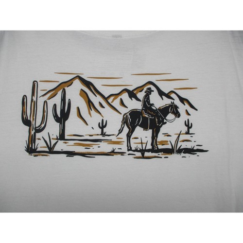 Threadless White Vintage Western Graphic Cowboy Desert TShirt Men Size ...