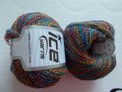 Ice Yarns Winter Rainbow wool blend boucle yarn, multi, lot of 2 (220 ...