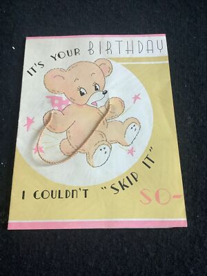 Vintage Birthday Greeting Card Teddy Bear jumping Rope 1930s | eBay