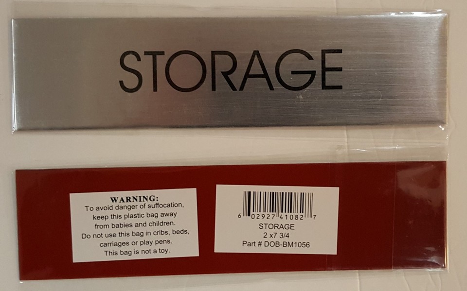 STORAGE SIGN - BRUSHED ALUMINUM (ALUMINUM SIGN SIZED 2''X7.75'')-REF24 ...
