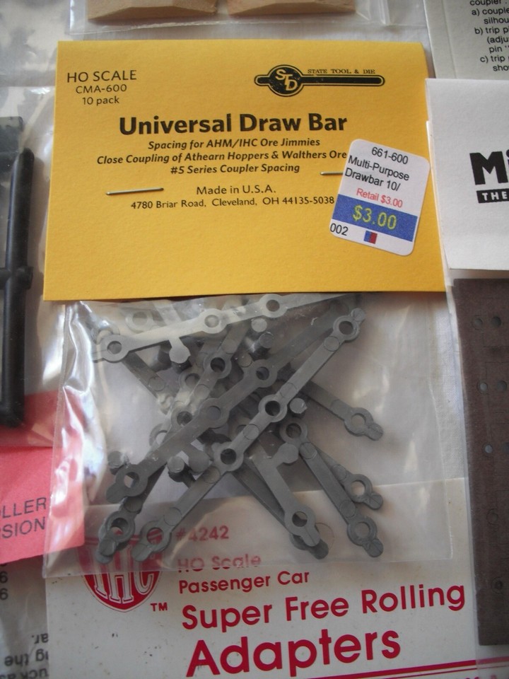 Lot of 17 Assorted Freight Car Detail Parts, Bolster Draw Bar Coupler ...