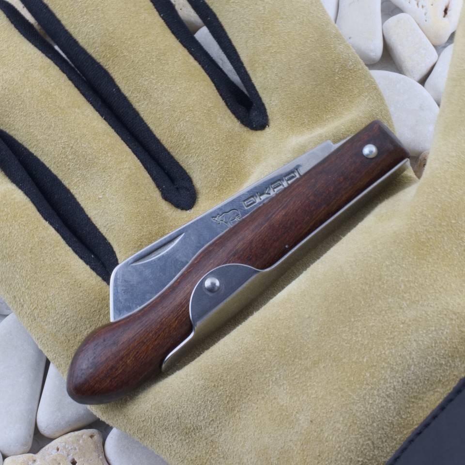 Okapi Biltong Folder Pocket Knife Carbon Steel Blade Brown Wood Handle ...