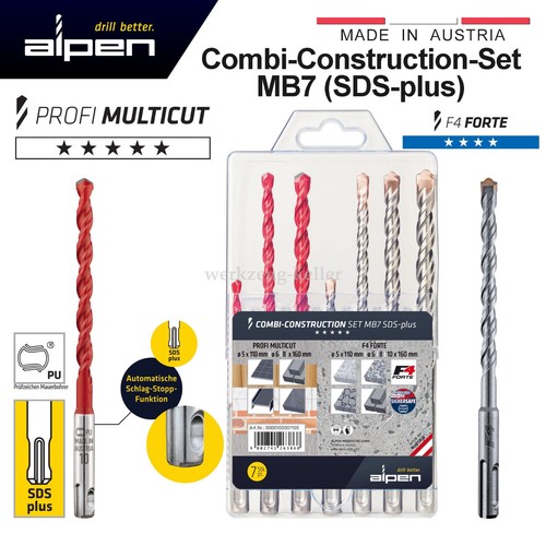 Alpen SDS-plus Combi-Construction-Set MB 7-tlg. Ø5.0²x110 & 6.0²|8.0² ...