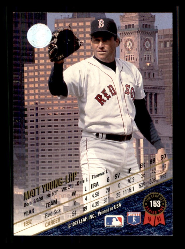 1993 BASEBALL 1993 Leaf Matt Young Boston Red Sox #153 1 | eBay