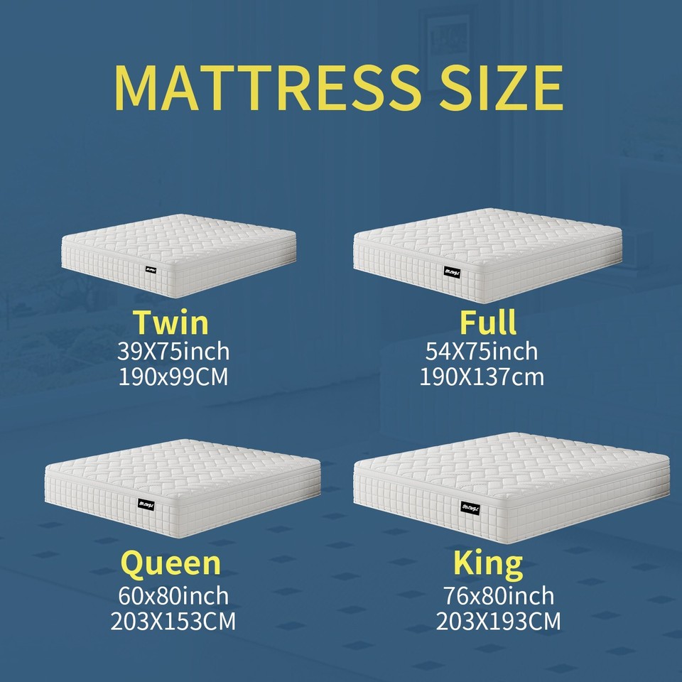 New 12" Full Memory Foam Pocket Spring Mattress, Full Mattress in a Box ...