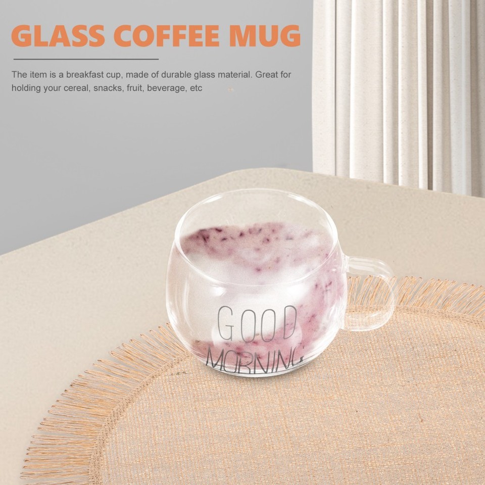 Transparent Glass Milk Cup Clear Glass Water Cup with Handle Decorative ...