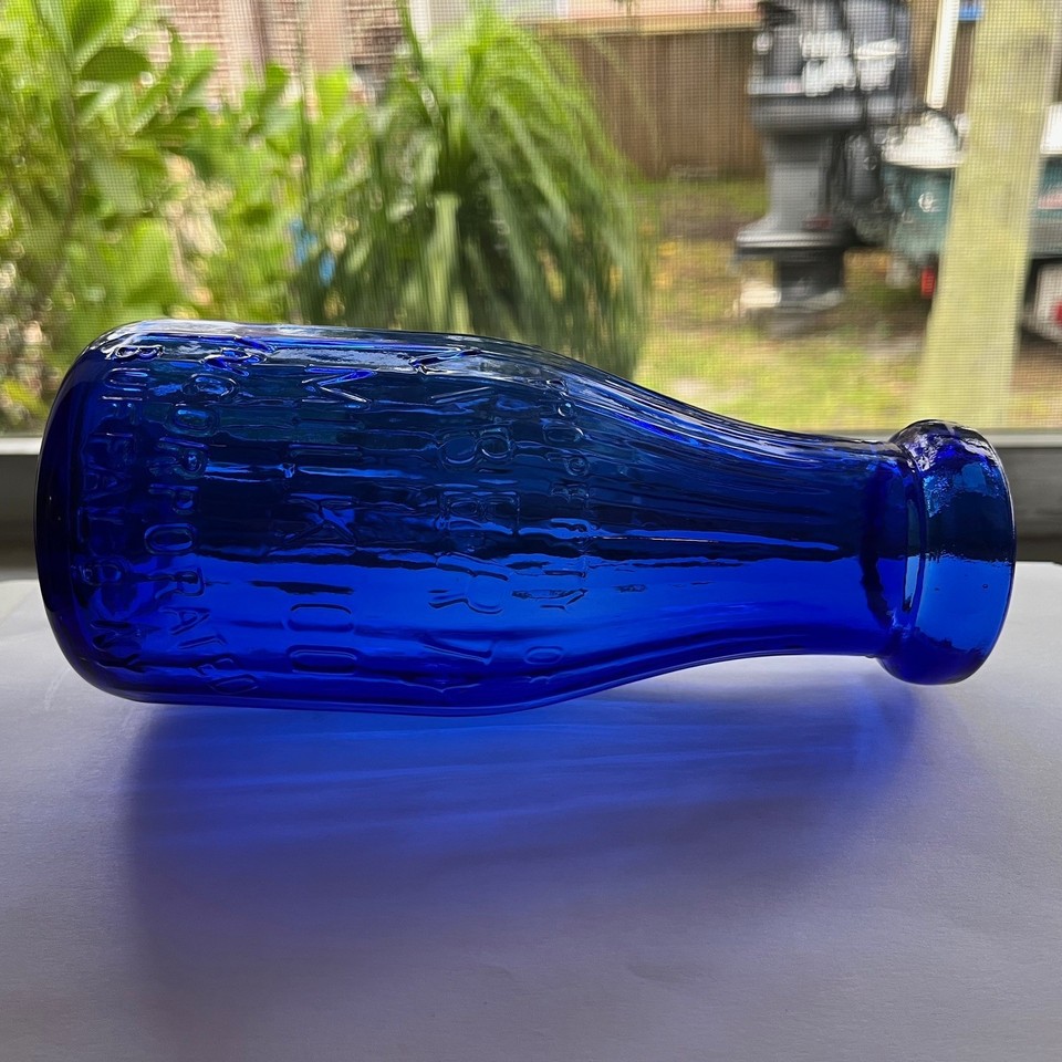 VINTAGE COLBALT BLUE LADY LIBERTY GLASS MILK BOTTLE CO BUFFALO NY ONE ...