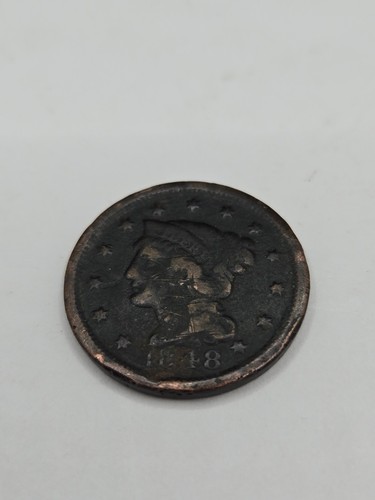 1848 US Liberty Braided Hair Large One Cent Coin. | eBay