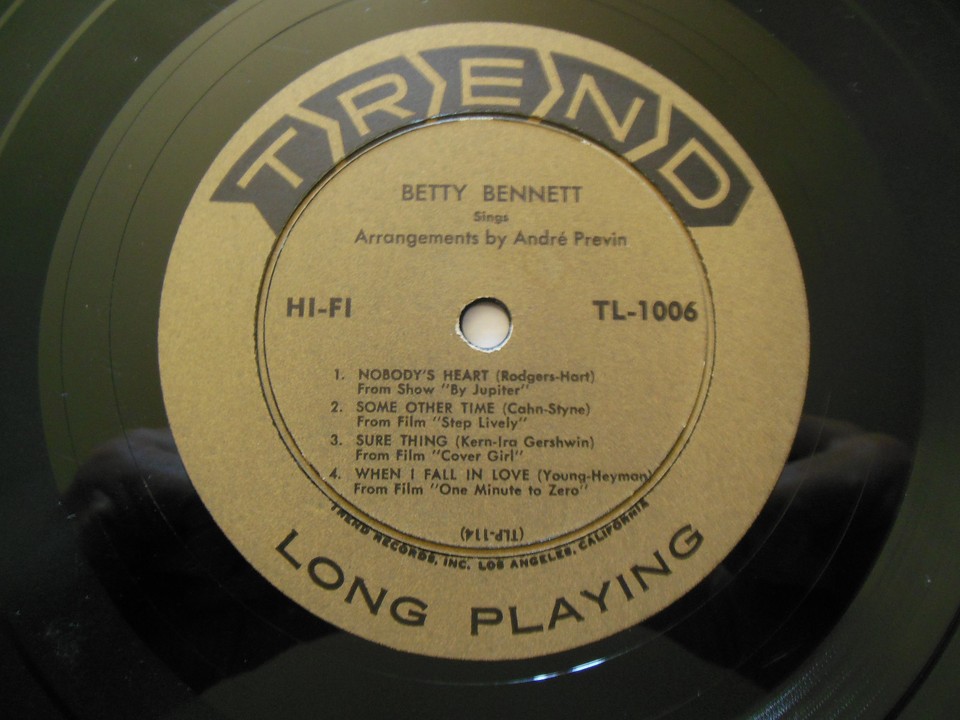 10" MONO JAZZ FROM 1953: BETTY BENNETT Sings Arrangements By Andre ...