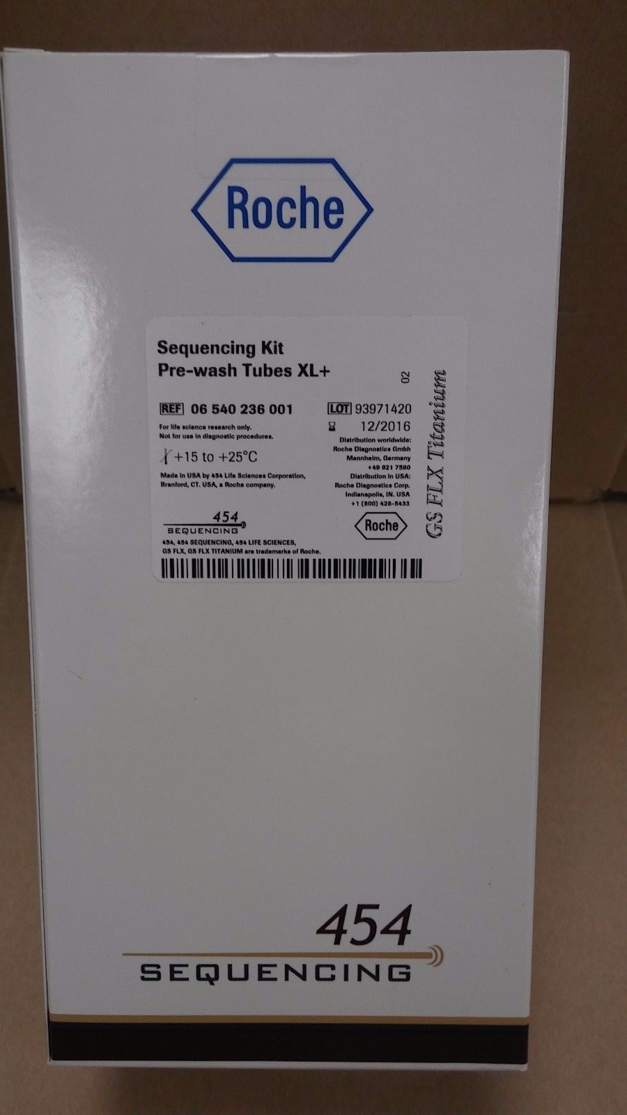 ROCHE GS FLX Titanium 06540236001 Sequencing Kit Pre Wash Tubes XL+ ...