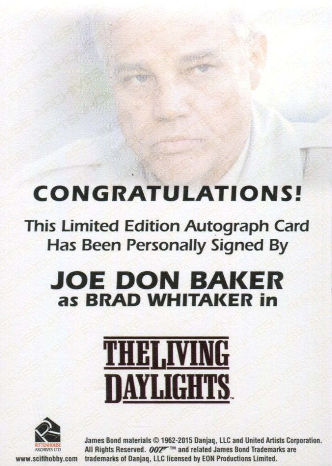 James Bond Archives Spectre Joe Don Baker as Brad Whitaker Autograph ...