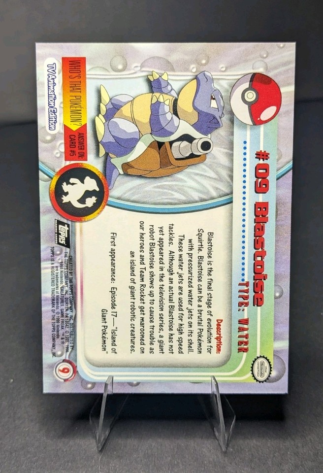 #9 Blastoise Non Holo Black Logo Pokemon Topps | eBay