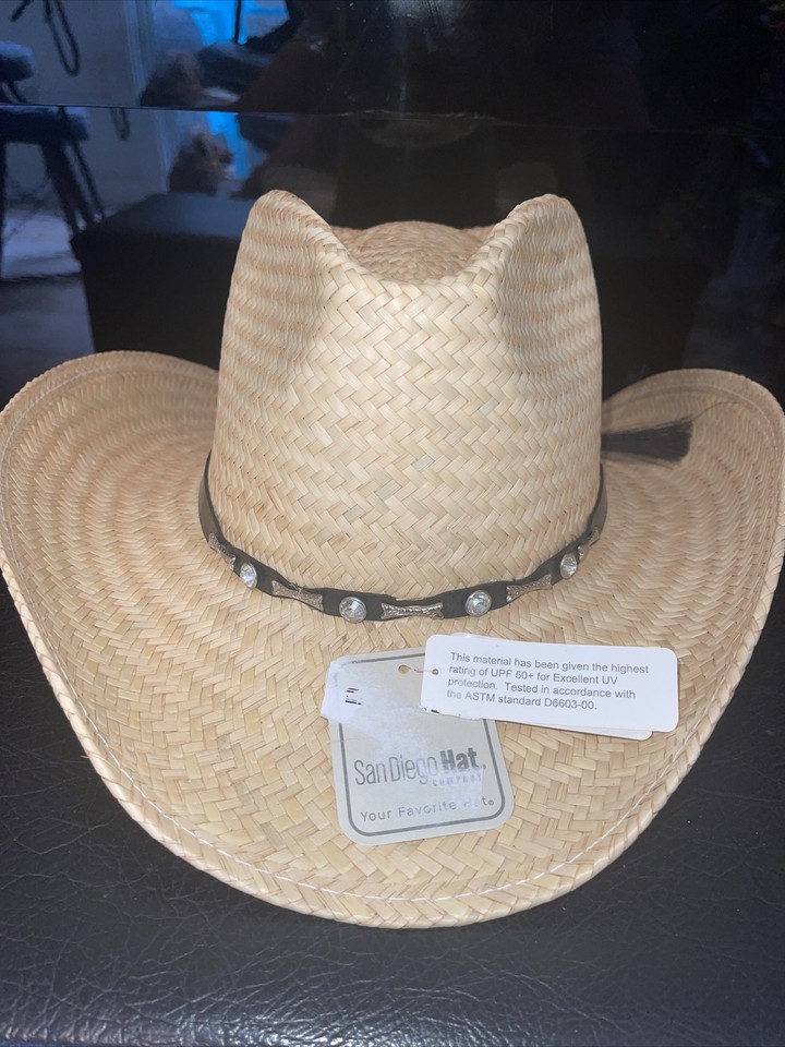 NWT San Diego Hat Company Woven Palm Straw Cowboy Hat UPF 50+ | eBay