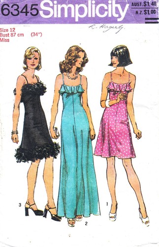 Simplicity 6345 vintage 70s pattern size 12 cocktail evening disco ...