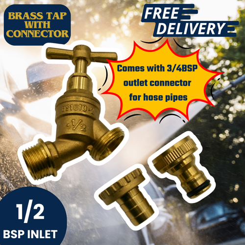 Outside Garden Tap - 1/2 BSP - High Quality Brass Bib Tap with Tap ...