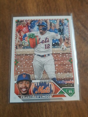 2023 Topps Holiday Francisco Lindor Present Candy Cane #H119 SP Mets | eBay