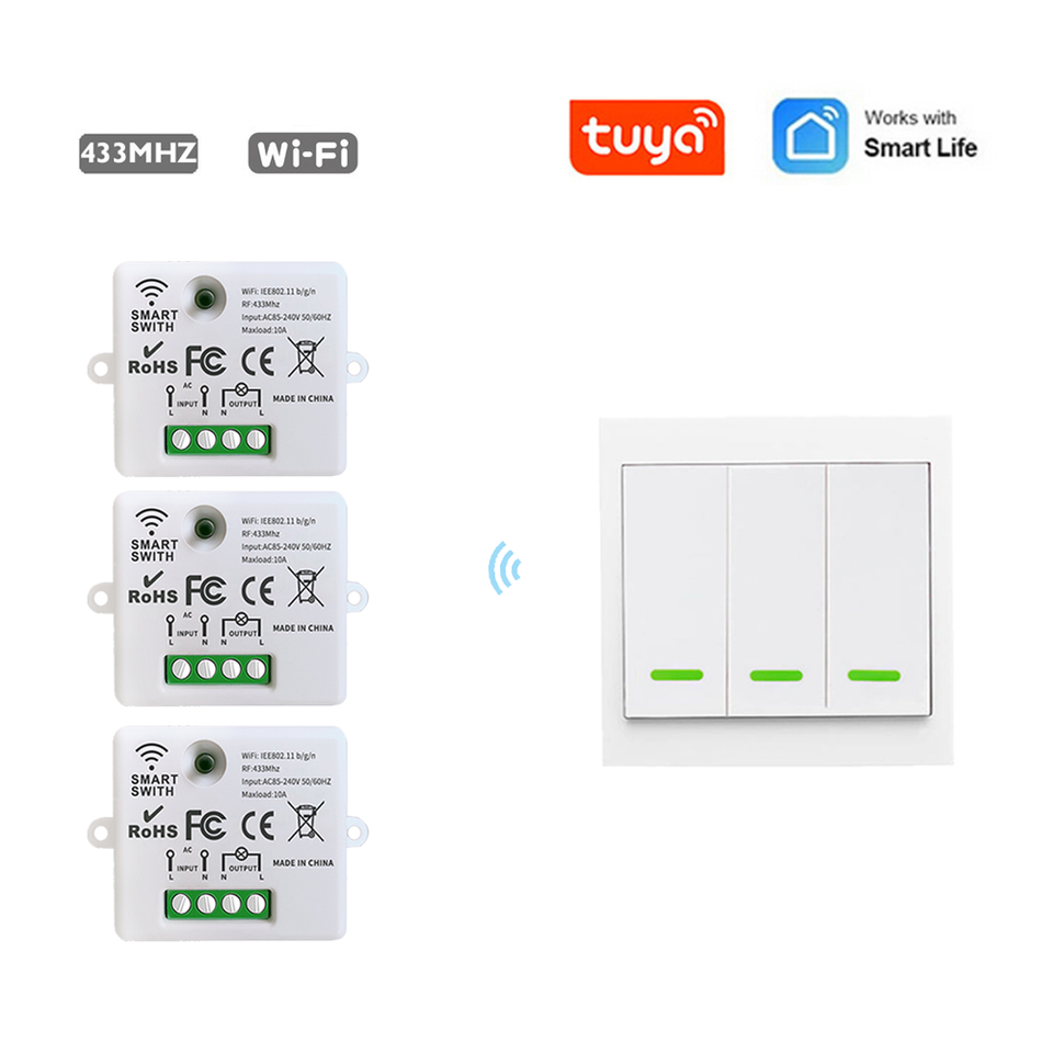 Tuya WiFi Smart Light Switch 433mhz RF Wall Transmitter Remote Control ...