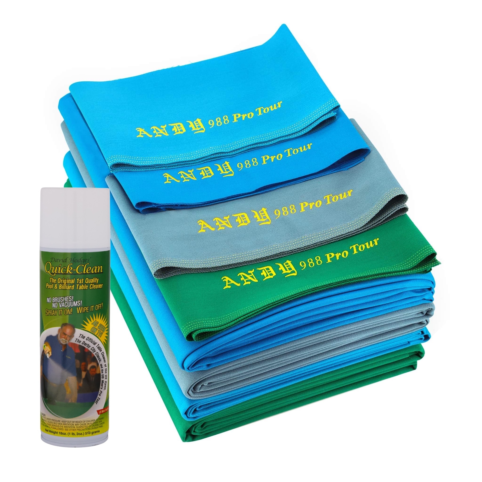 ANDY 988 Worsted Pro Pool Table Cloth + Free Quick-Clean Felt Cleaner ...