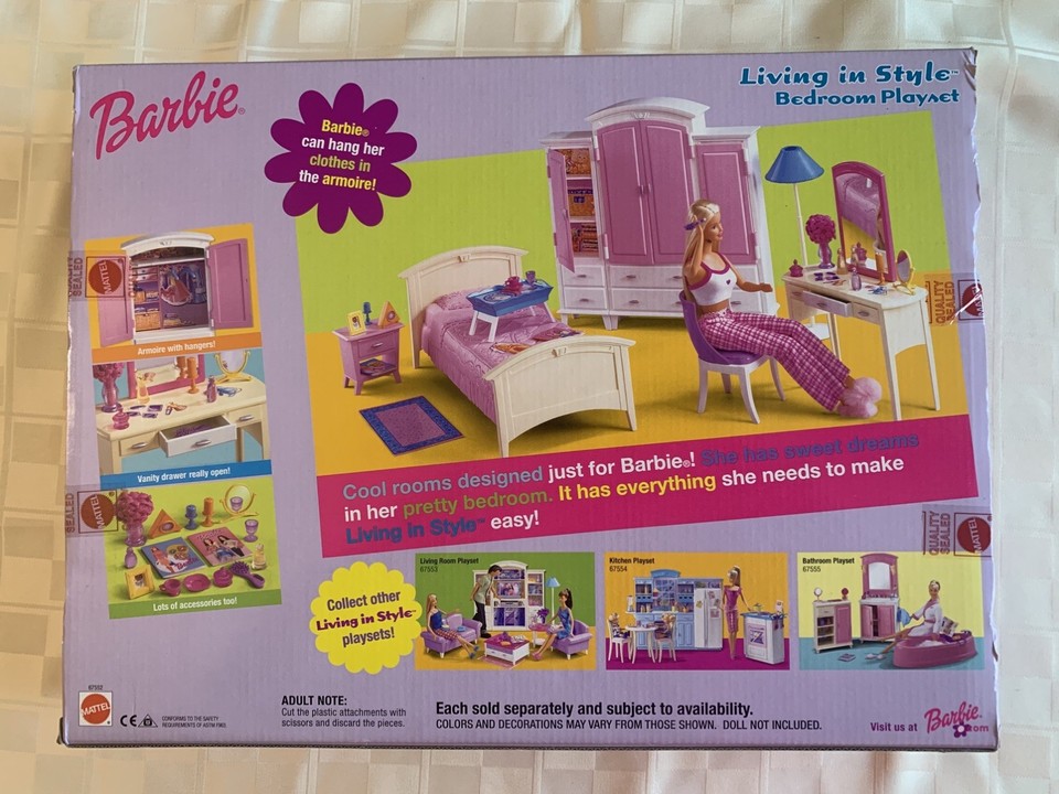 Vintage Barbie Living in Style Bedroom Playset 2002 Mattel 67552 RARE ...
