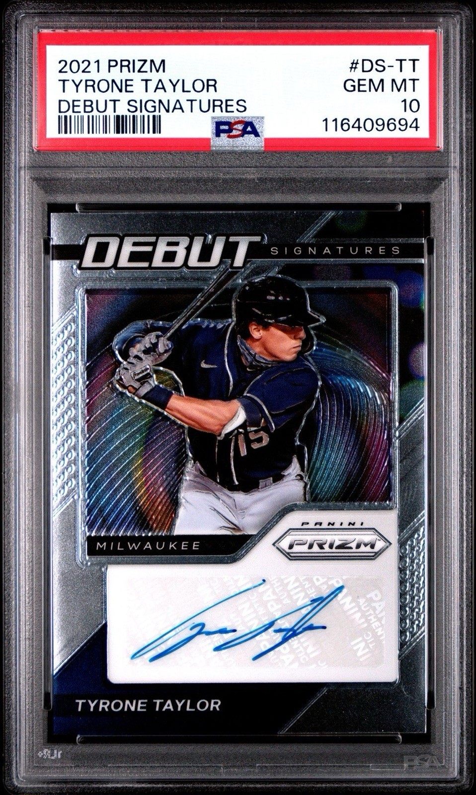 2021 Panini Prizm Debut Signature Tyrone Taylor #DS-TT Silver Prizm pop ...