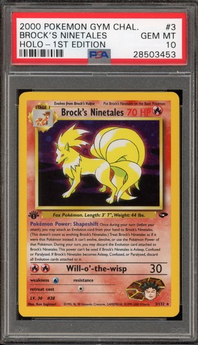 Pokemon Brock's Ninetales Gym Challenge 1st Edition Holo Rare #3 PSA 10 ...