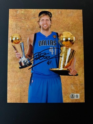 Dirk Nowitzki signed autographed Mavericks trophies 8x10 photo Beckett ...