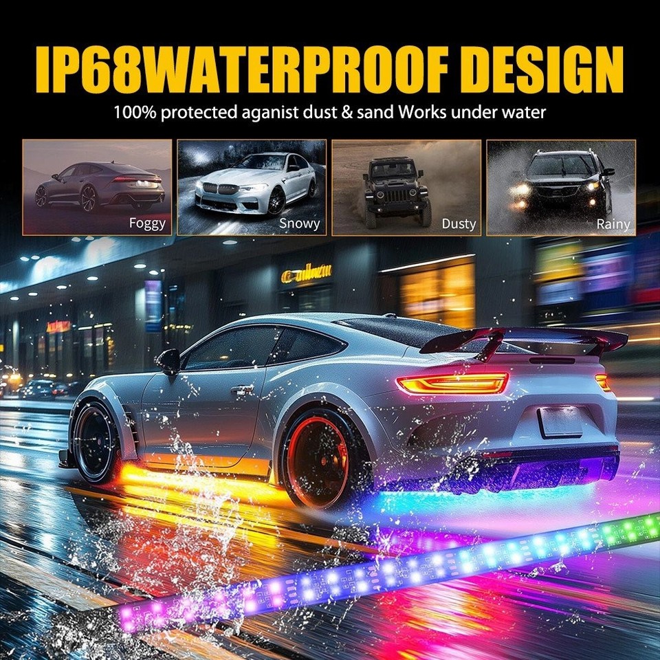 2SET 5050 SMD RGB Car Underglow System Neon Strip Lights w/ APP Truck ...