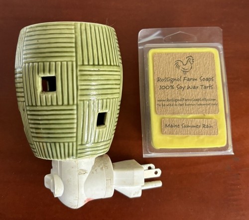 Scentsy Green Bamboo Basket Weave Wall Plug-In Warmer Night Light PLUS ...