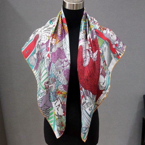 Pure Twill Silk 18 Momme Double Face Scarf Stole Animals Print Square ...