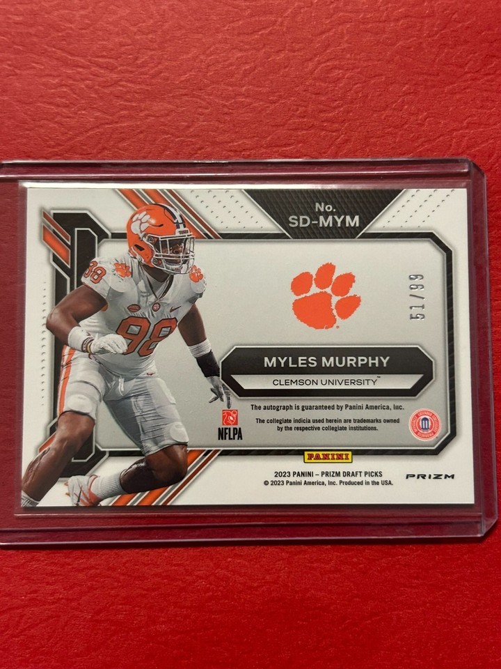 2023 Panini Prizm Draft Picks - Myles Murphy Red Signing Day Auto /99 ...