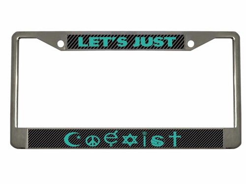 Let's Just Coexist Religious Metal Auto License Plate Frame Car Tag ...