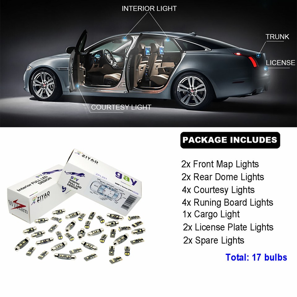 17 Bulbs Deluxe White LED Interior Light Kit Package For Lexus GX470 ...