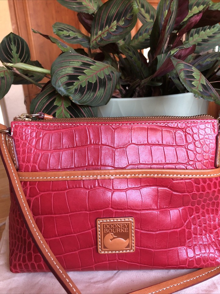 Dooney & Bourke Red Croco Ginger Crossbody Bag Purse Pouchette | eBay