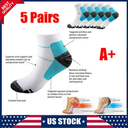 Foot Pain Relief Compression Socks Ankle Support Sleeves Brace Plantar ...