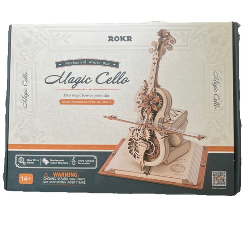 ROKR 3D Wooden Puzzle Magic Cello Mechanical Music Box Model Kit ...