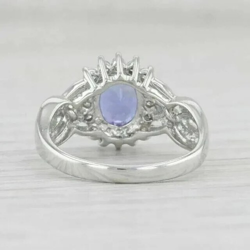 3Ct Oval Cut Lab-Created Tanzanite Women Engagement Ring 14k White Gold ...