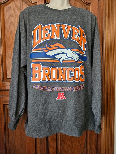 NFL Team Apparel Men Denver Broncos Football Long Sleeve T-Shirt XL ...