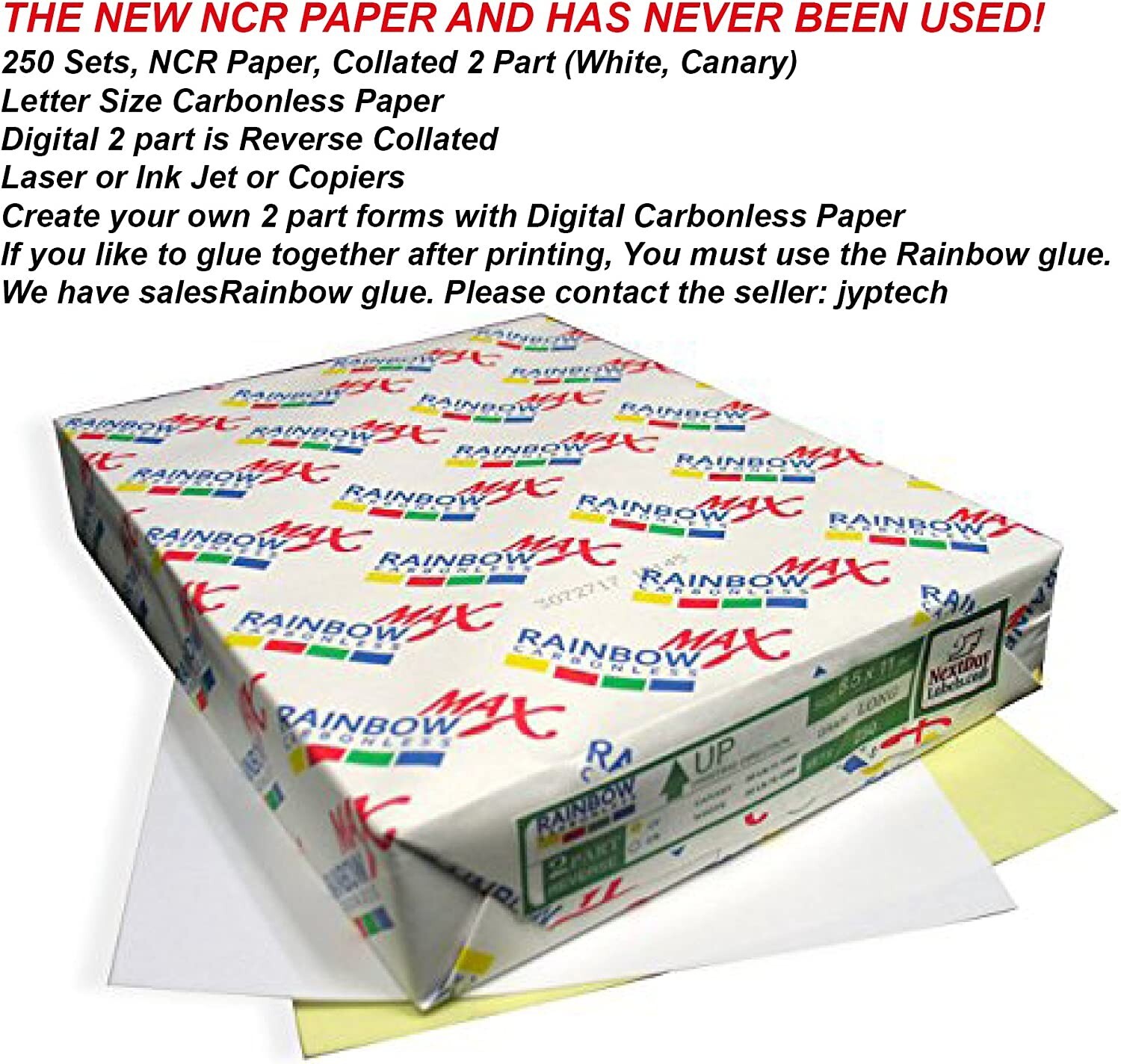 Rainbow Max 8.5 x 11" NCR Carbonless Papers, 2 Parts, White & Canary ...