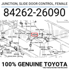 8426226090 Genuine Toyota JUNCTION, SLIDE DOOR CONTROL, FEMALE 84262 ...