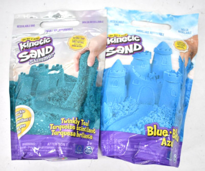 Lot of 2 Packs Kinetic Sand Twinkly Teal & Blue Sparkle Sand 2lb & 2 ...