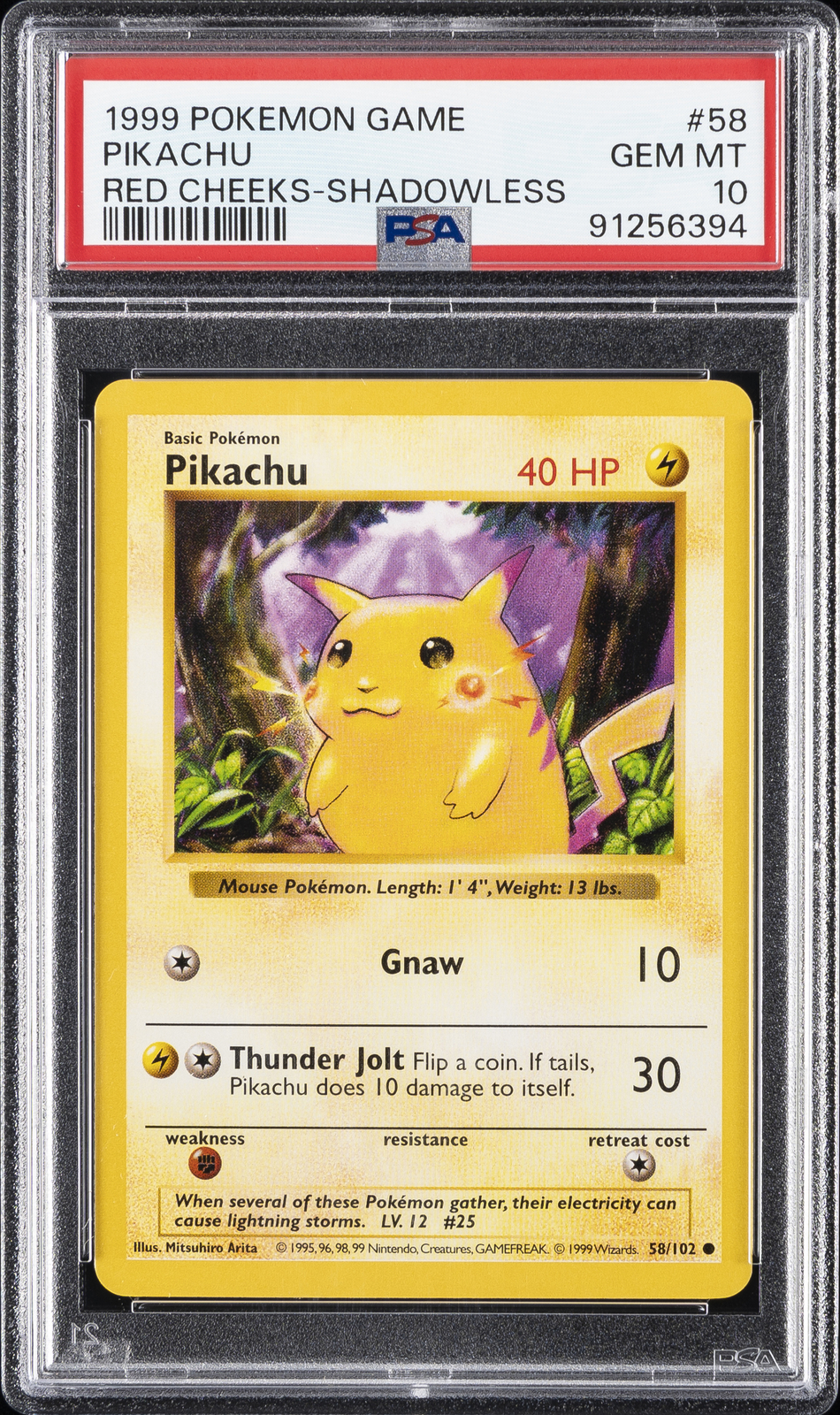 Pikachu 1999 Pokemon Game #58 Shadowless (Red Cheeks) Price Guide ...
