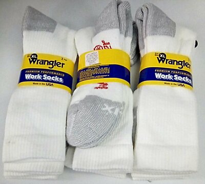 Wrangler Ultra-Dri Work Boot Socks, Moisture Wicking, White, XL, 12 ...